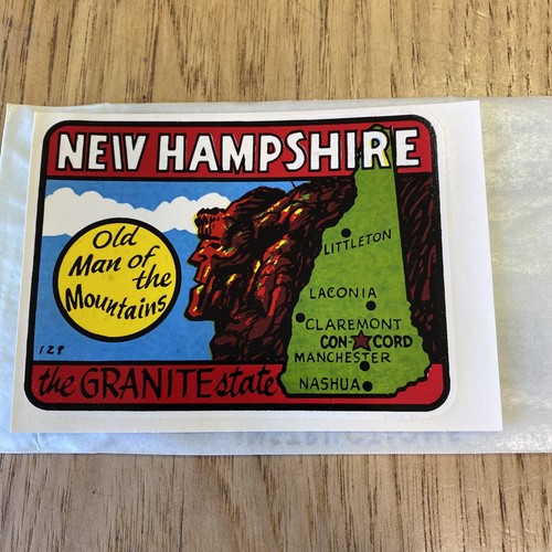 1960s window suitcase water decal New Hampshire Old Man Of The ...