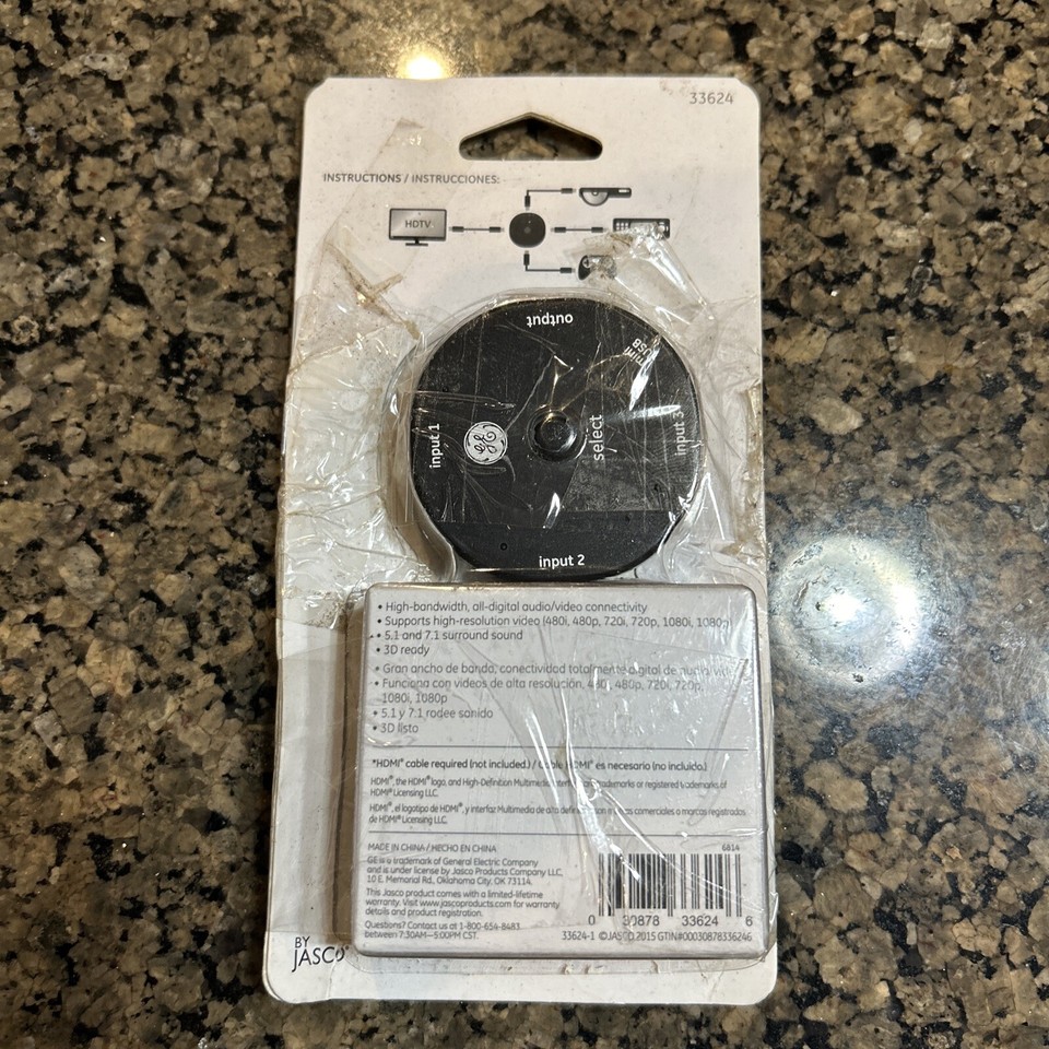 GE 3-Device HDMI Switch Supports Full HD 1080p & 4K Ultra HD Black ...