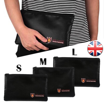 Fireproof Waterproof Document Bag Secret File Protect Pouch Cash Money ...