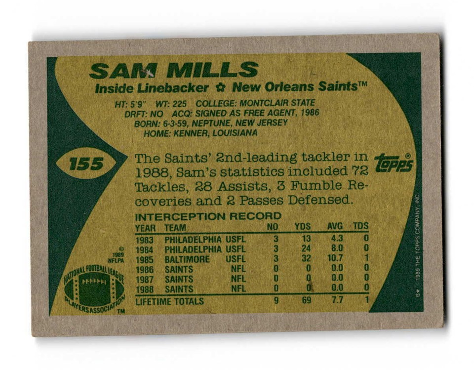 1989 Topps Sam Mills 155 | eBay