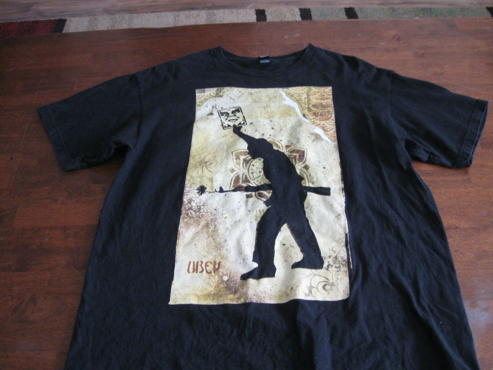 Obey TShirt Soldier With A Flower In Machine Gun Size LARGE Men's Tee ...