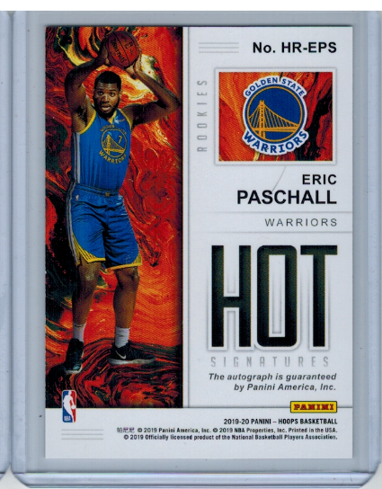 2019-20 NBA Hoops Hot Rookie Signatures Eric Paschall Autograph ...