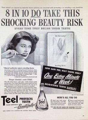 VINTAGE 1940s Print Ad ~ Teel Liquid Dentifrice ~ Brightens Teeth ...