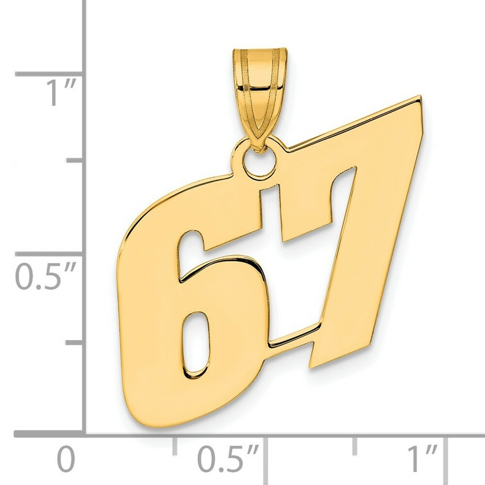 14K Yellow Gold Polished Block Number 67 Pendant | eBay