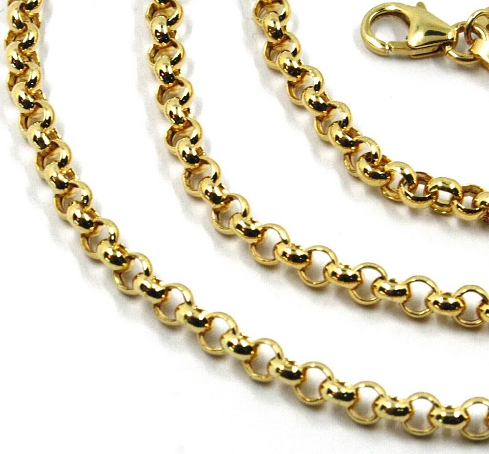 9K YELLOW GOLD CHAIN ROLO CIRCLE LINKS 3.5 MM THICKNESS, 23.6 INCHES ...