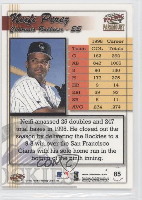 1999 Pacific Paramount Copper Neifi Perez #85 0o9 | eBay UK