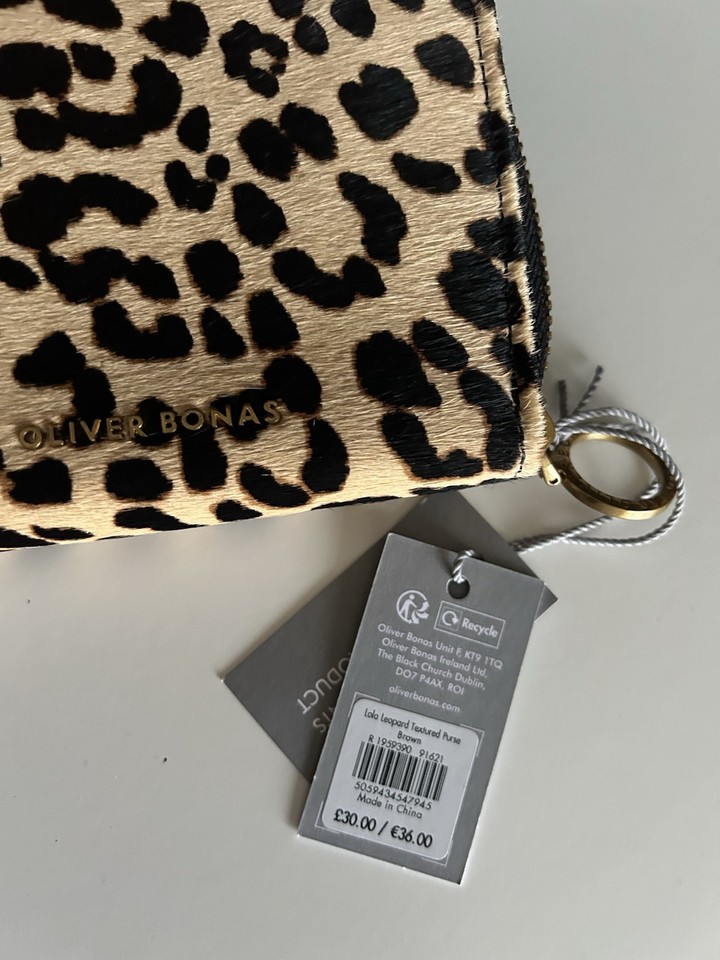 Oliver Bonas Lola Leopard Textured Zip Around Purse Rrp £30 Bnwt | eBay UK