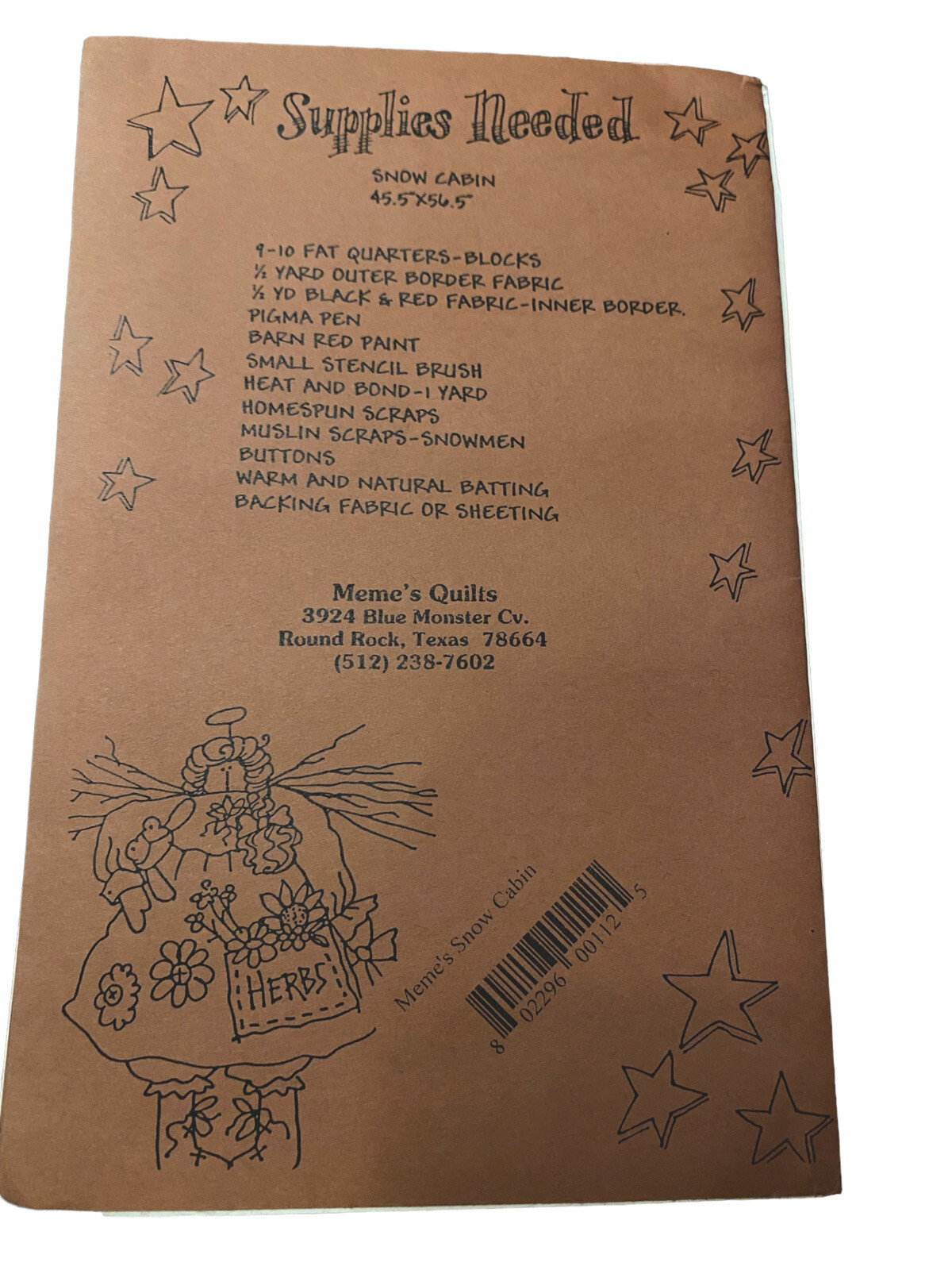 Meme’s quilts snow cabin quilt pattern mq#112 applique snowman ...