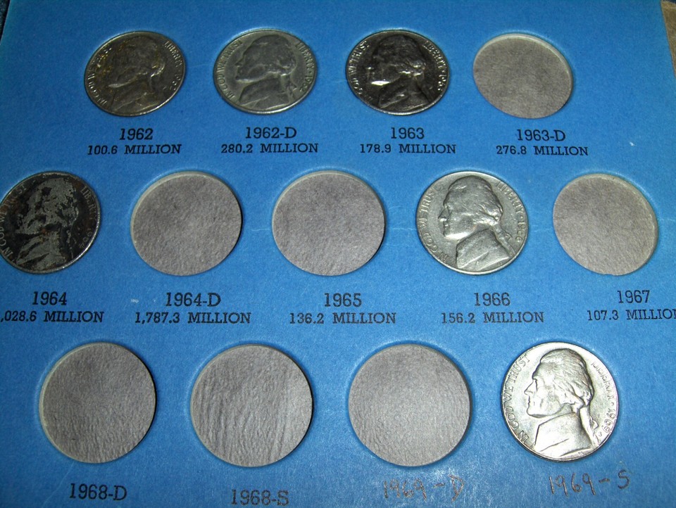 PARTIALLY COMPLETE JEFFERSON NICKEL COLLECTION BOOK II LOT OF 48 ...