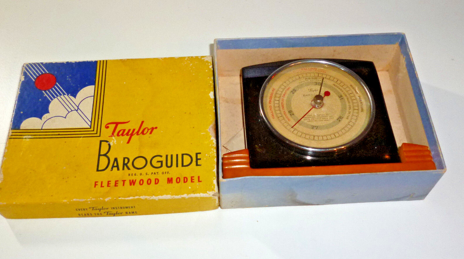VINTAGE ART DECO CATALIN BAKELITE TAYLOR BAROGUIDE BAROMETER MACHINE ...