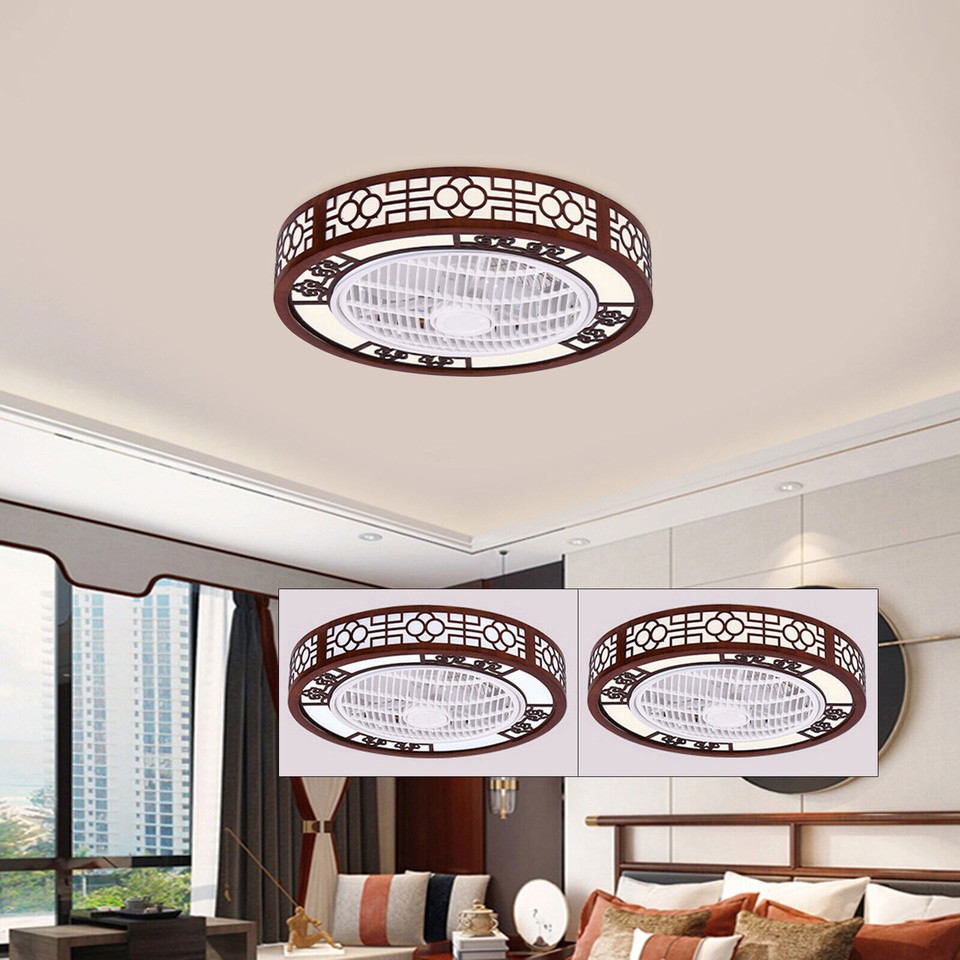 22" Bladeless Ceiling Fan with Lights Enclosed Fan Light 64W w/ Remote ...