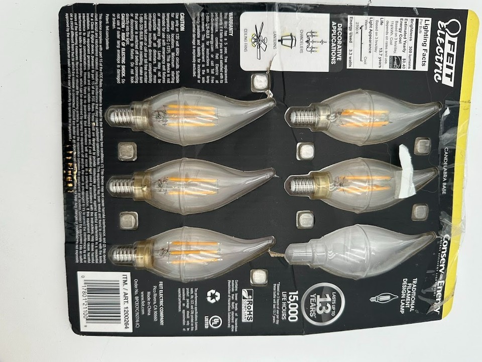 5PK FEIT Led Dimmable 40w Replacement Bulbs, 2700K Soft White Clear ...