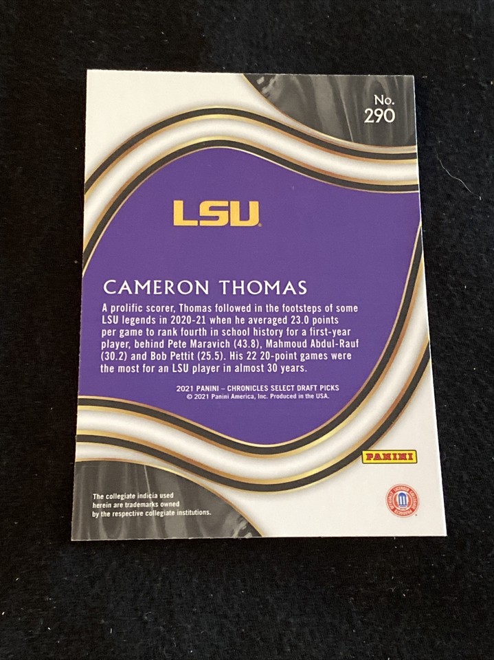 2021-22 Panini Chronicles Select Draft Picks Cameron Thomas #290 LSU ...