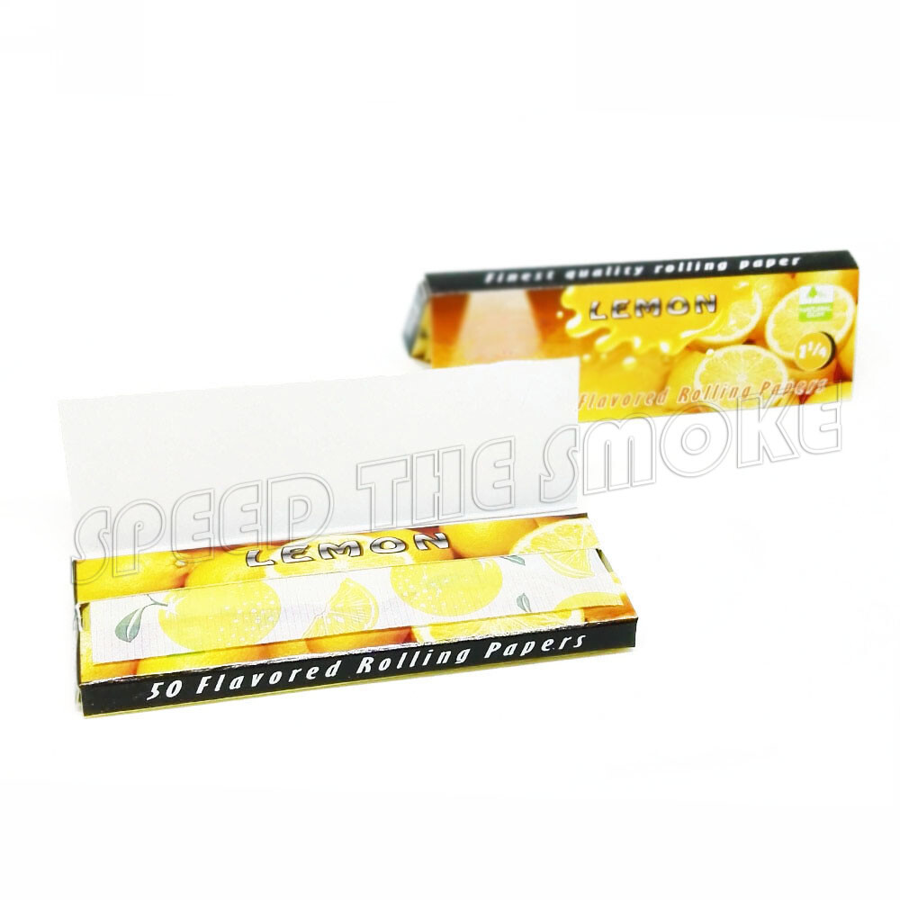 10 Packs LEMON Fruit Flavored Cigarette Rolling Paper 500 Papers 1 1/4 ...