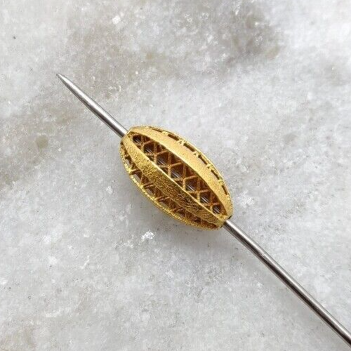 Unique 18k Gold Rugby Ball Bead Charm 15x8 mm Jewelry Making Spacer ...