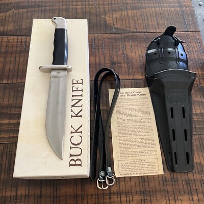RARE 2 LINE INVERTED BUCK 122 NEMO KNIFE W/ SHEATH USED IN BOX With ...