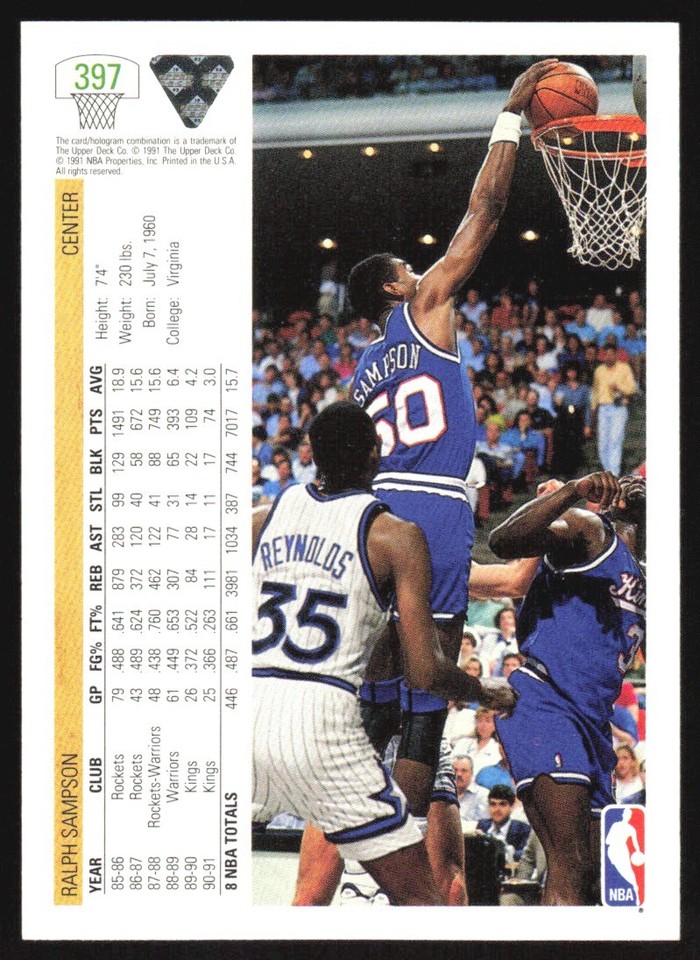 1991-92 Upper Deck Ralph Sampson #397 Sacramento Kings | eBay