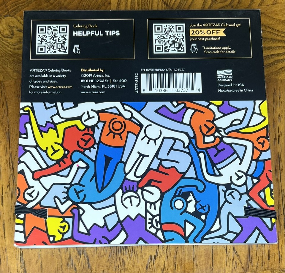 Arteza Coloring Book | Doodle Illustrations 72 sheets 6.4x6.4" 100 lb ...