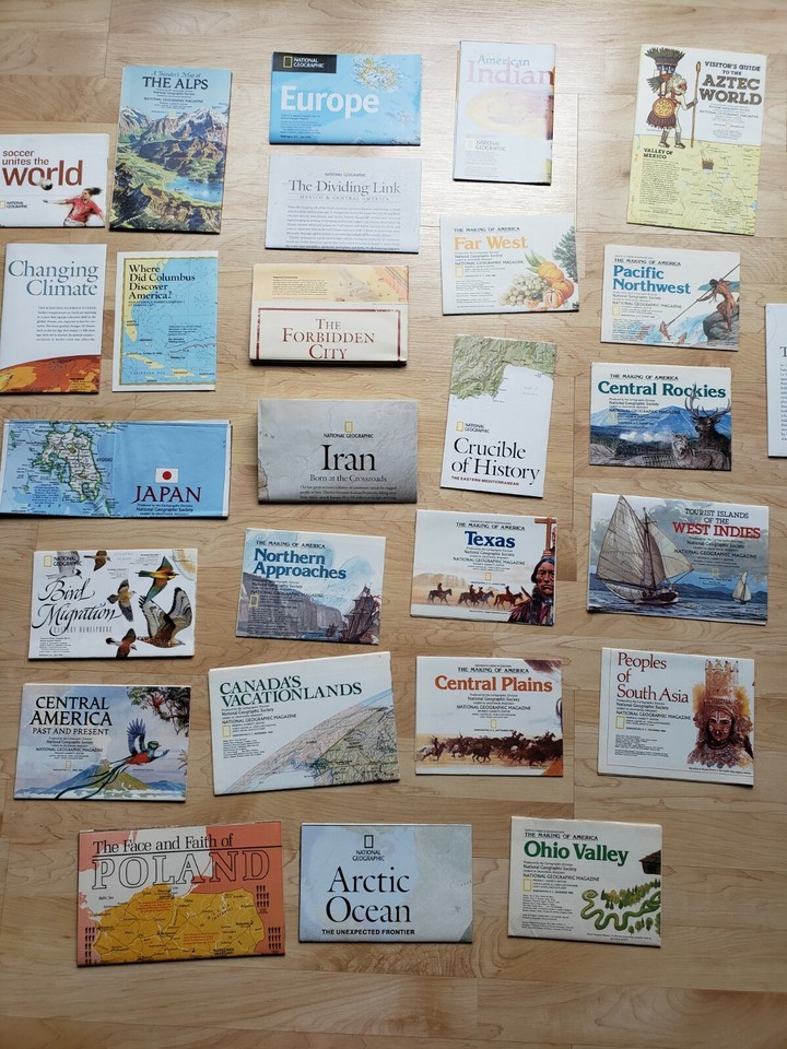 Large Lot Of 36 Vintage National Geographic Magazine Maps and Inserts ...
