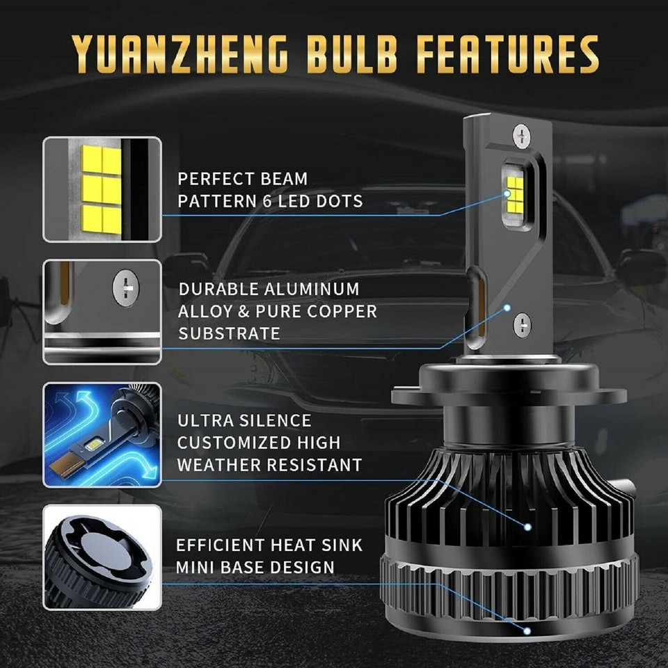 Vland D2S D2R D2H LED Headlight Bulb 6000K/set High Low Beam Heavy Duty ...
