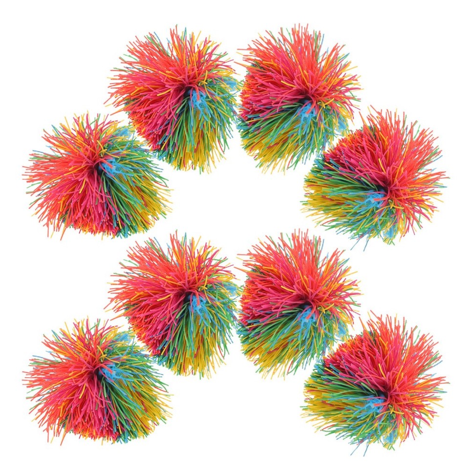 8 Pcs Kickable Rubber Shuttlecock Ball Toy Bouncy Stringy Pom Sensory ...