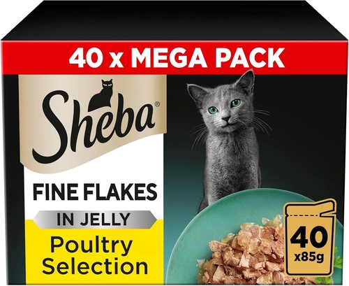 SHEBA - Adult Wet Cat Food Pouches- 40 x 85 g - Poultry - Bulk Cat Food ...