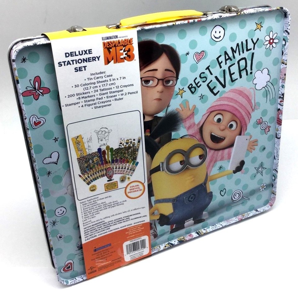 Despicable Me 3 Deluxe Stationery Set Minions Stickers Tattoo Crayons ...