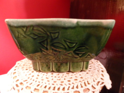 Cookson Pottery CP-4806 Floral 4-Sided Design Planter 1950's Green | eBay
