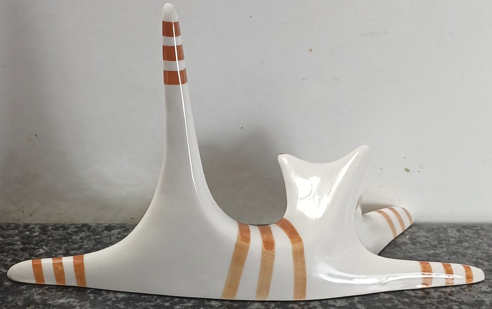 Vintage Jersey Pottery Retro Mid Century Art Deco Cubist Style Cat Ring ...