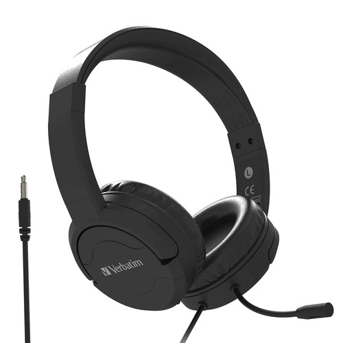 Verbatim Verbatim Multimedia Headset with ANC Noise Cancelling Boom Mic ...