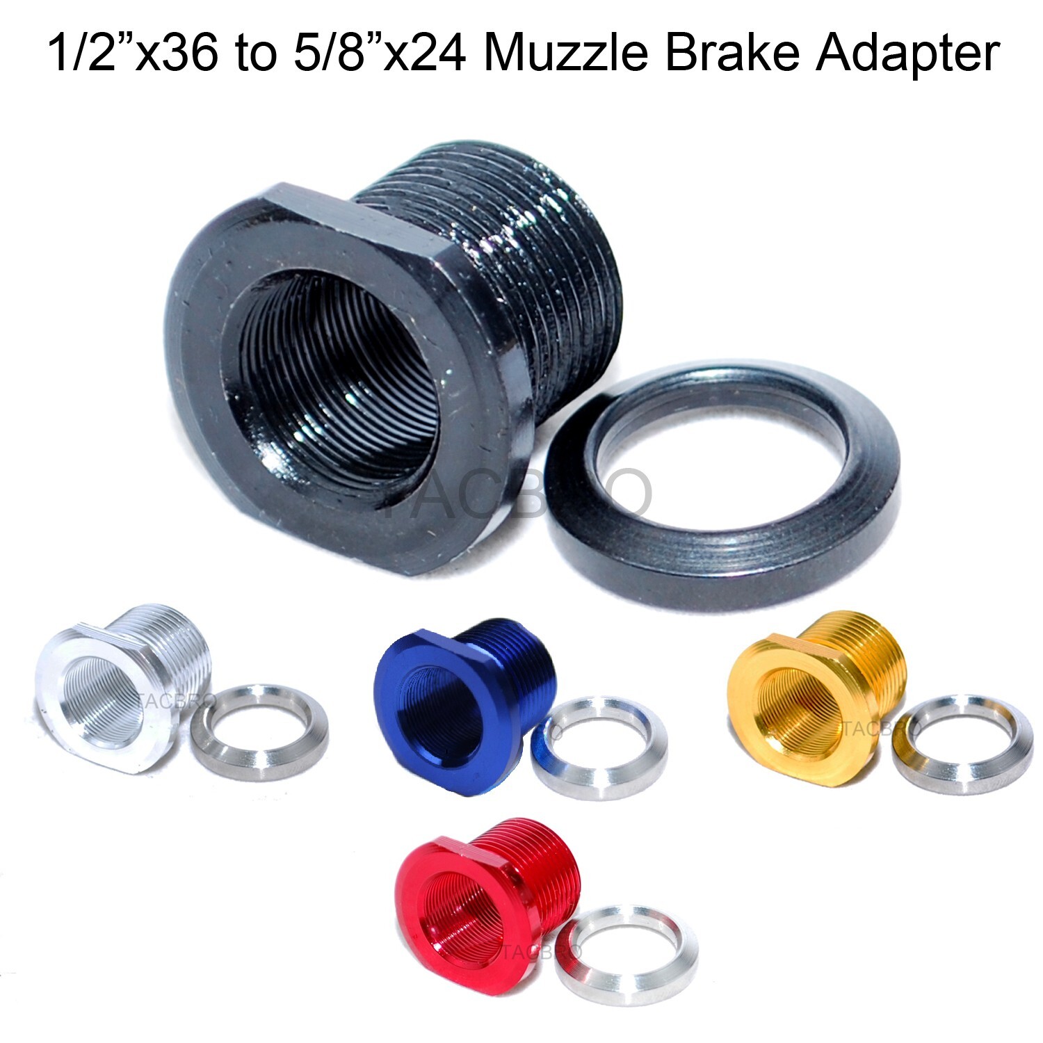 Aluminum Muzzle Thread Adapter Convert 1/2''x36 to 5/8''x24 with Crush ...
