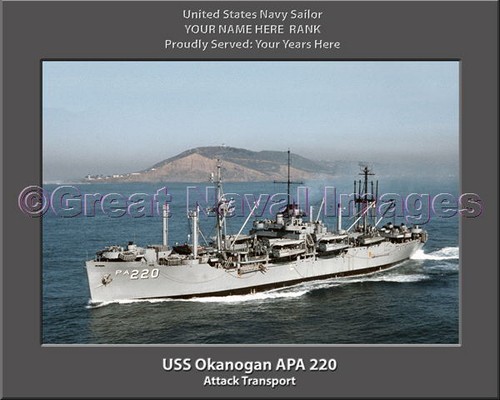 USS Okanogan APA 220 Personalized Canvas Ship Photo 2 Print Navy ...