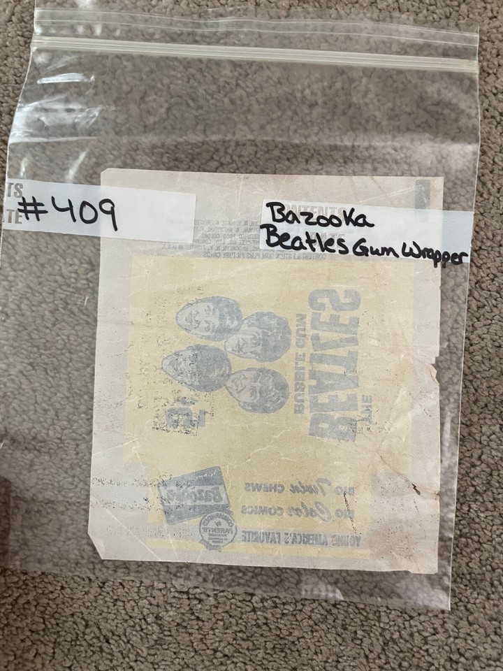 Beatles Wax Paper Wrapper Topps Trading Cards Bazooka Bubble Gum ...