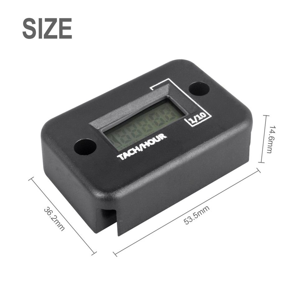 Waterproof Digital Tachometer Tach Hour Meter Gauge LCD for 2 Stroke ...