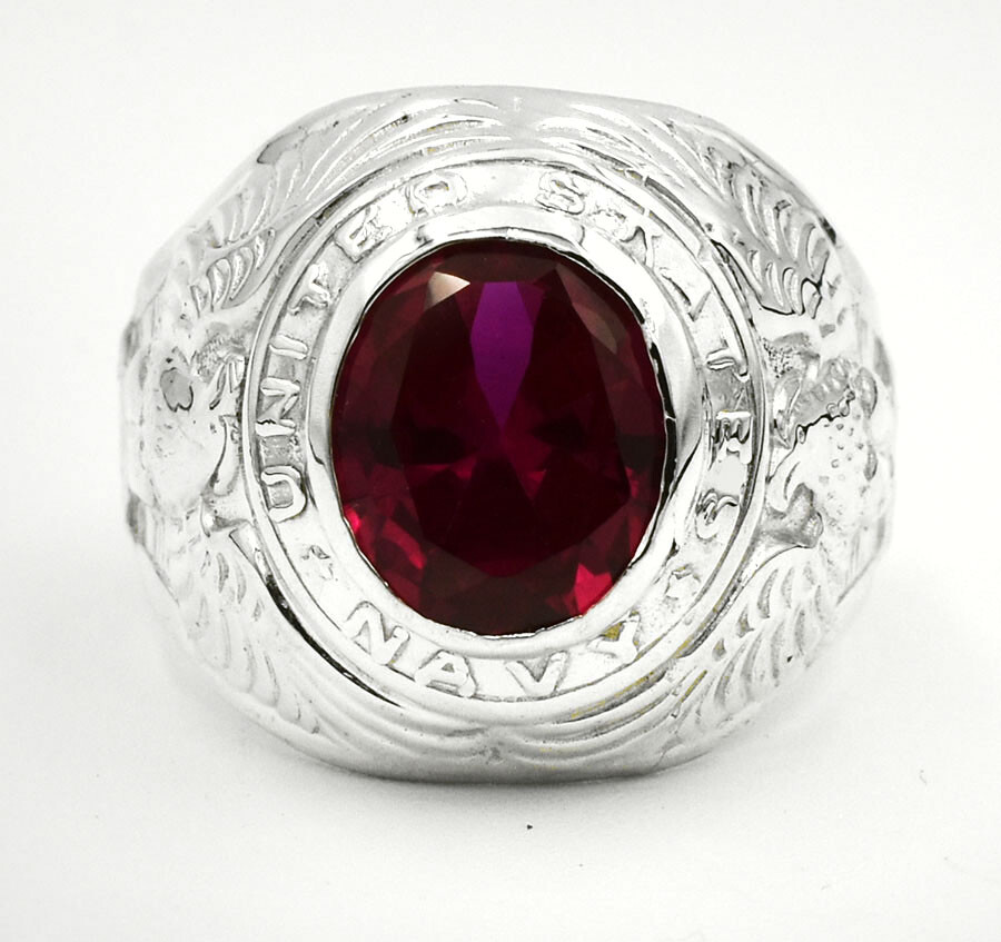 RUBY 4.74 Cts Large US NAVY RING .925 Sterling Silver * Made in USA | eBay