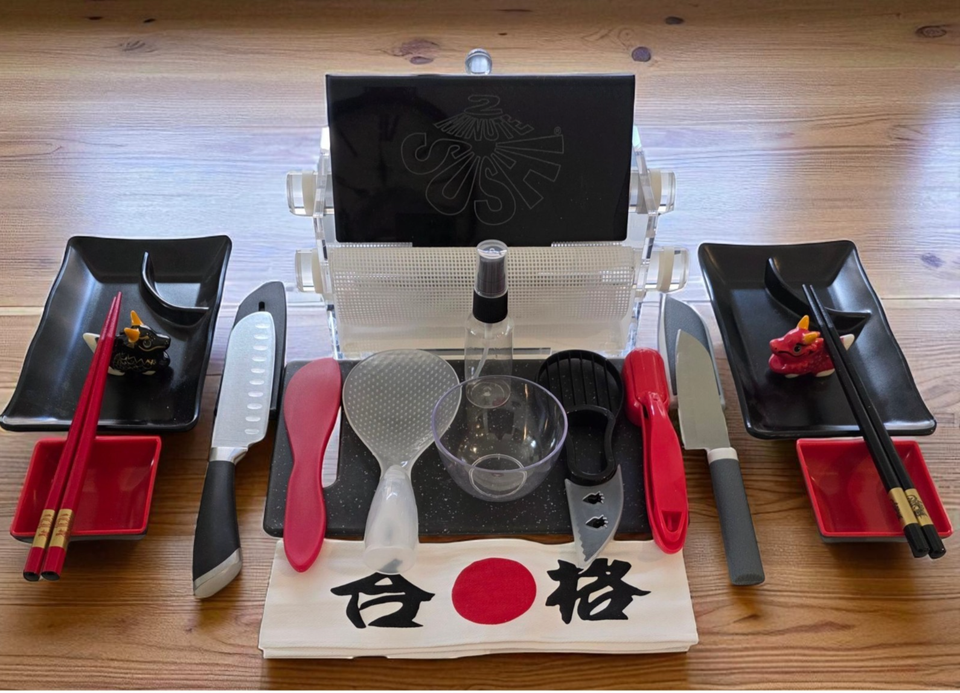 Sushi Rolling Machine with Built-In Storage Includes 18Pc. Sushi Kit ...
