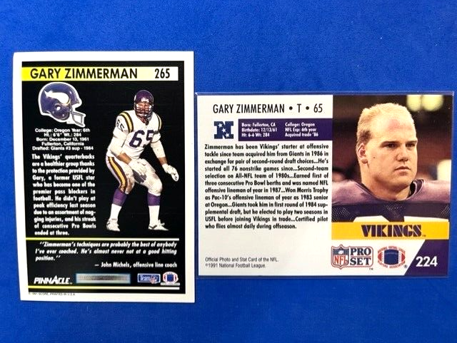 NFL - Gary Zimmerman 1991 Pinnacle & 1991 Pro Set Football - Vikings | eBay