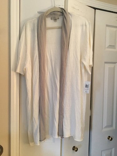 One A Clothing Open Short Sleeve Cardigan Sweater Black With Grey Trim ...