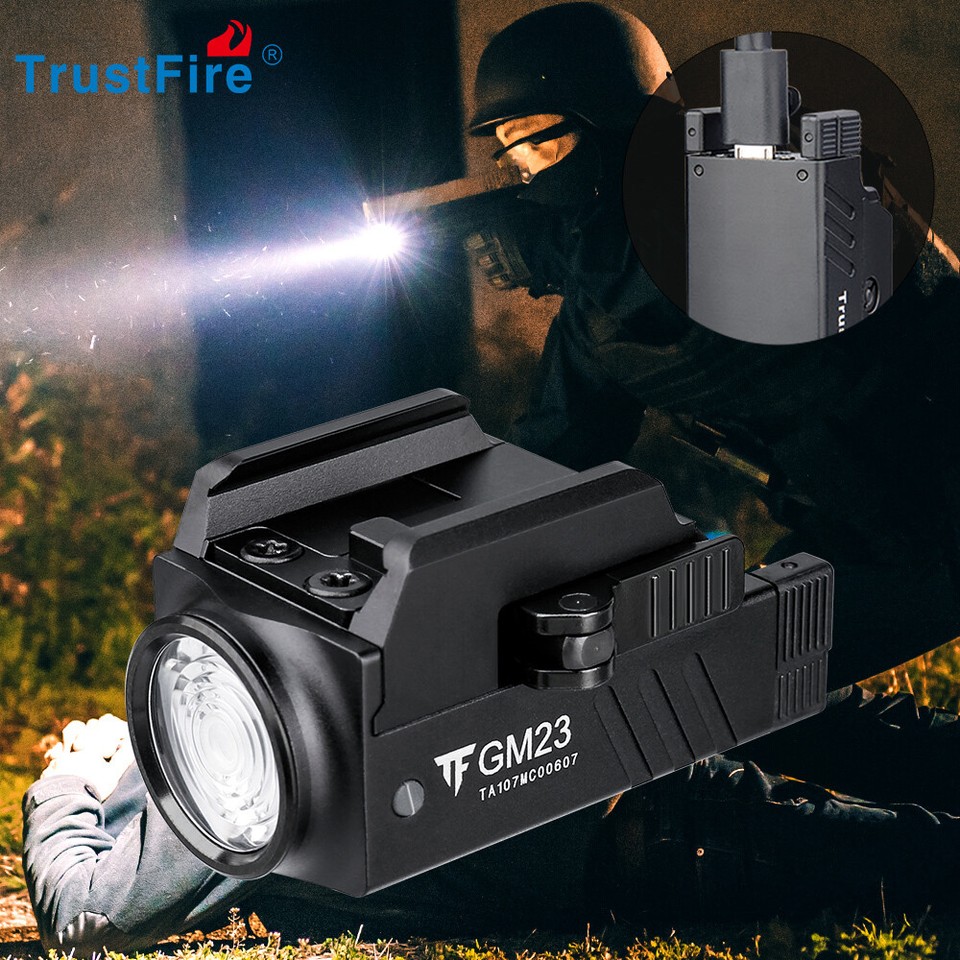 Trustfire Mini Tactical LED Gun Flashlight 800 Lumen Rail Mounted ...