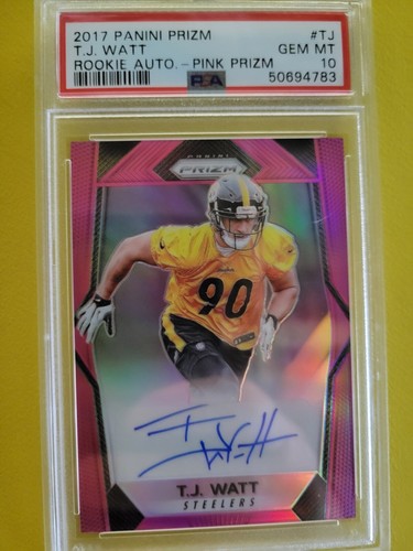 2017 TJ WATT ROOKIE AUTO REF RC PRIZM PINK PRIZM #TJ PSA 10 GEM MINT ...