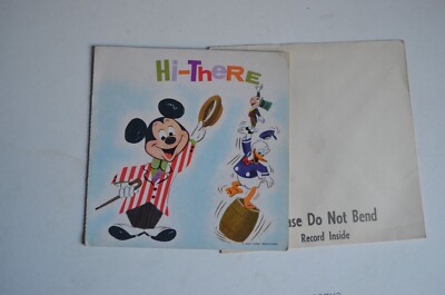Walt Disney Productions Mickey Hi there 33RPM Record Card 1964 unused ...