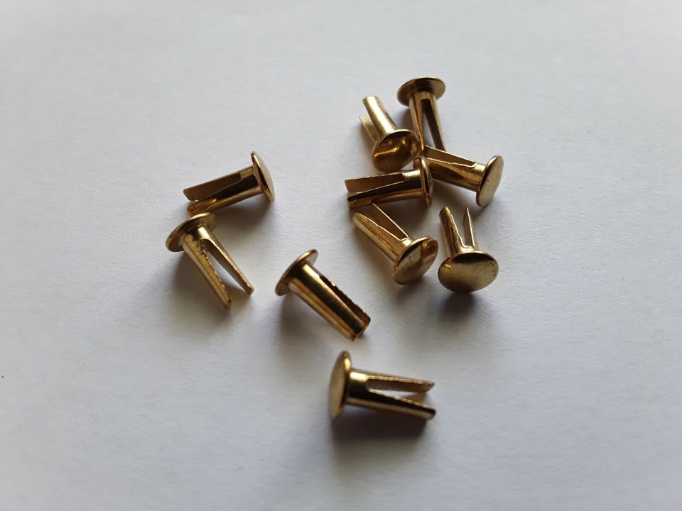 1/8 (3mm)x 5/16 (8mm) Bifurcated Split Leg Brass plated steel Rivet ...