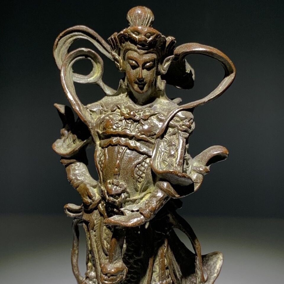 Chinese bronze statue wei tuo buddha hero figure collectable ornament ...