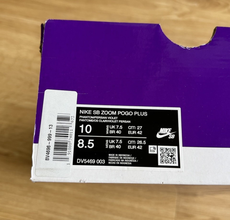 Nike SB Zoom Pogo Plus “Phantom / Persian Violet” - Size EU 42 / US 10 ...