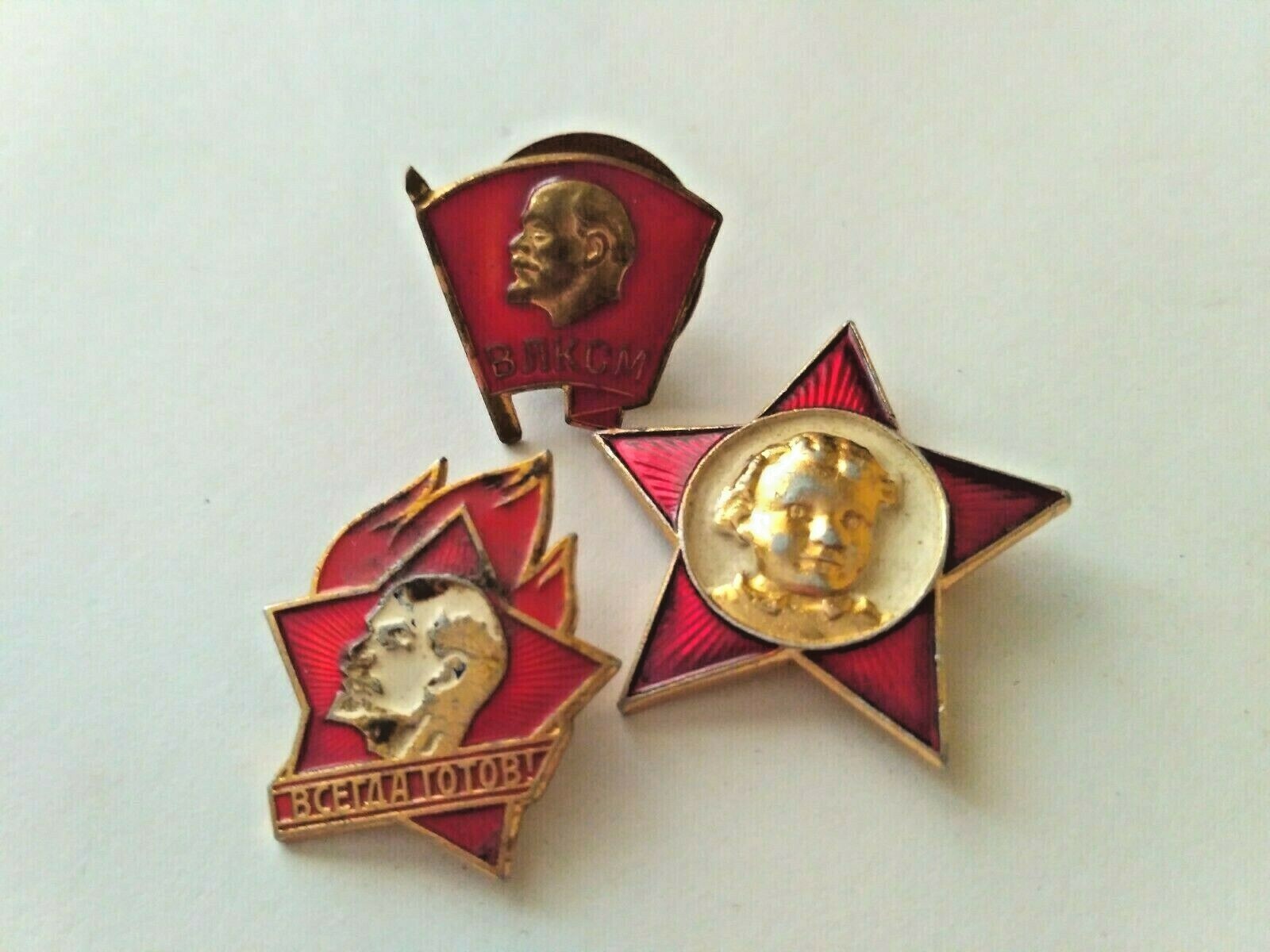 LENIN Komsomol VLKSM USSR Propaganda Vintage Soviet Pin Badge pinback ...