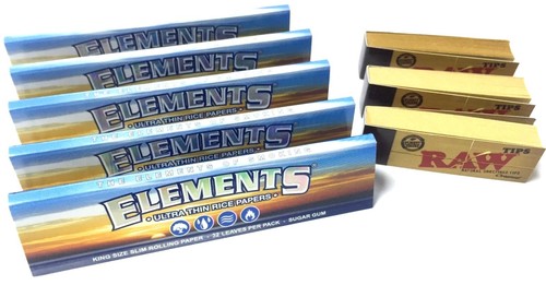 5x Elements King Size Slim Thin Rice Rolling Rizla Papers + 3x RAW Roaches Tips | eBay