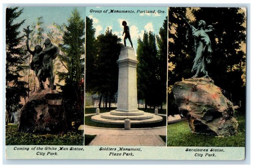 c1910 Group Monuments Statue Multi-View Portland Oregon Vintage Antique ...