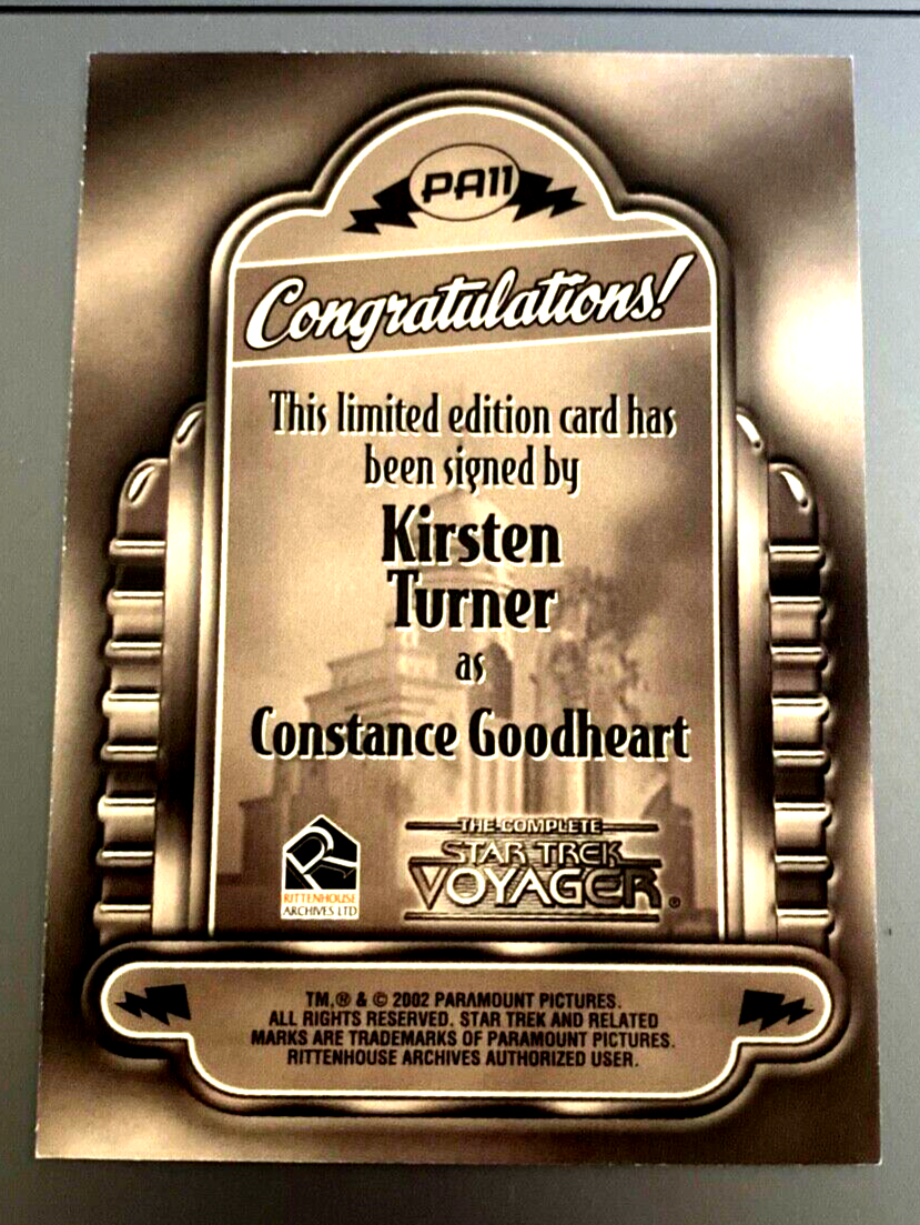 STAR TREK VOYAGER - CONSTANCE GOODHEART - KIRSTEN TURNER AUTO - 2002 ...
