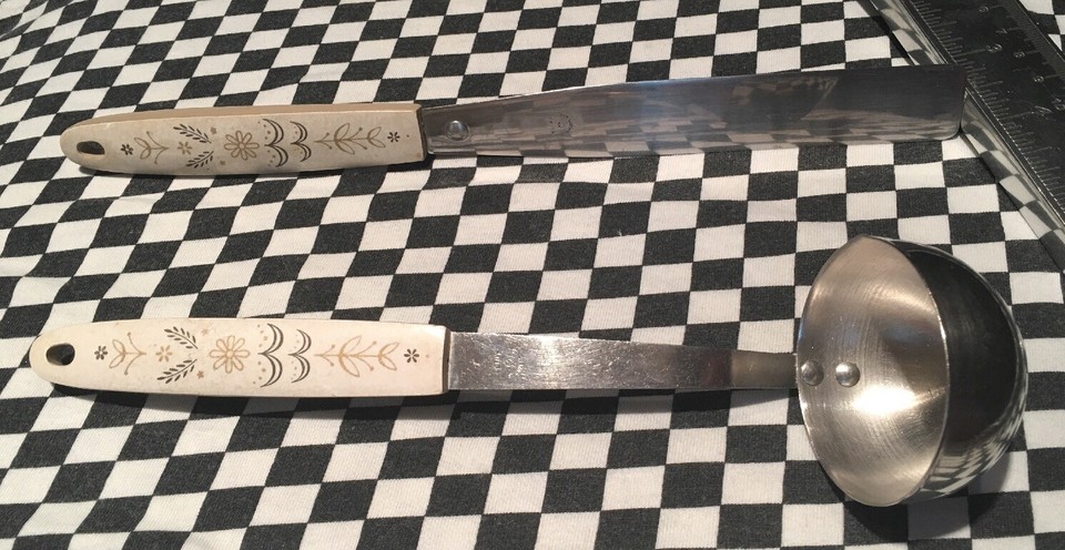 Flint Stainless Steele 4 Pc Vintage Utensil Set FORK KNIFE Ladle Flat ...