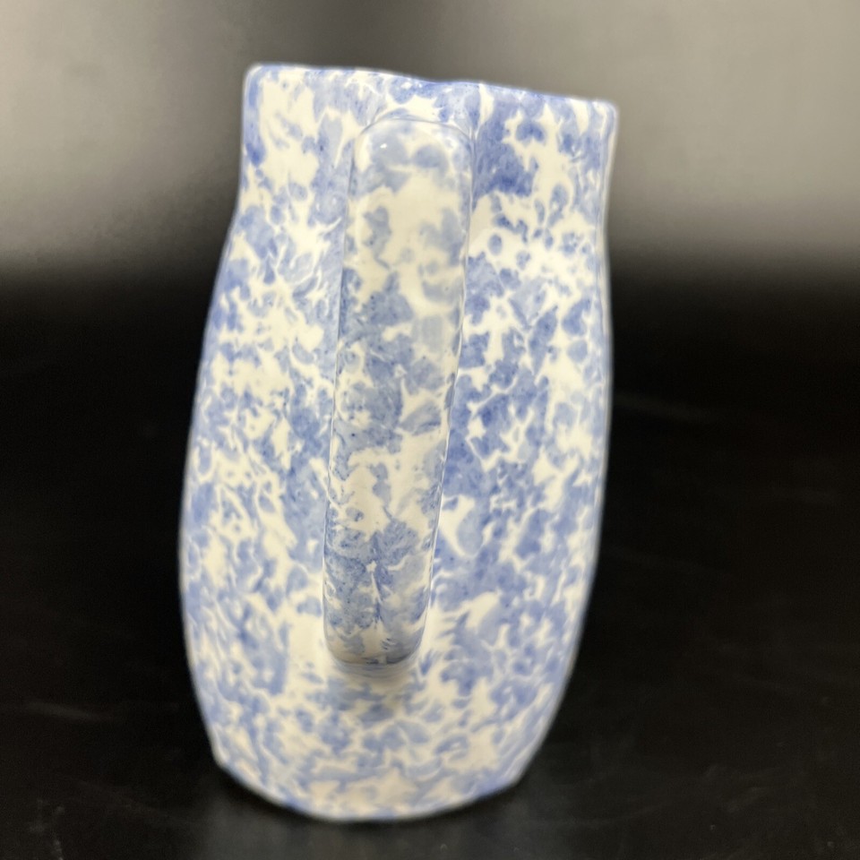 Vintage Bybee Pottery ~ Kentucky ~ Primitive Pitcher ~ Blue Spongeware ...